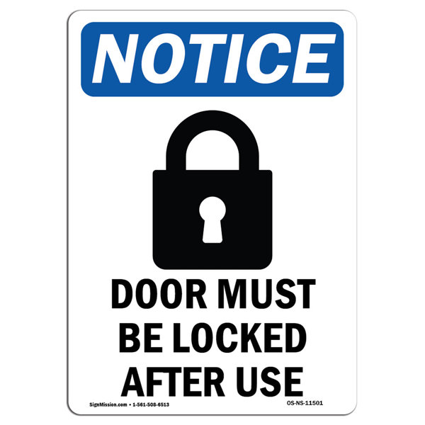 SignMission Door Must Be Locked Sign With Symbol - Wayfair Canada