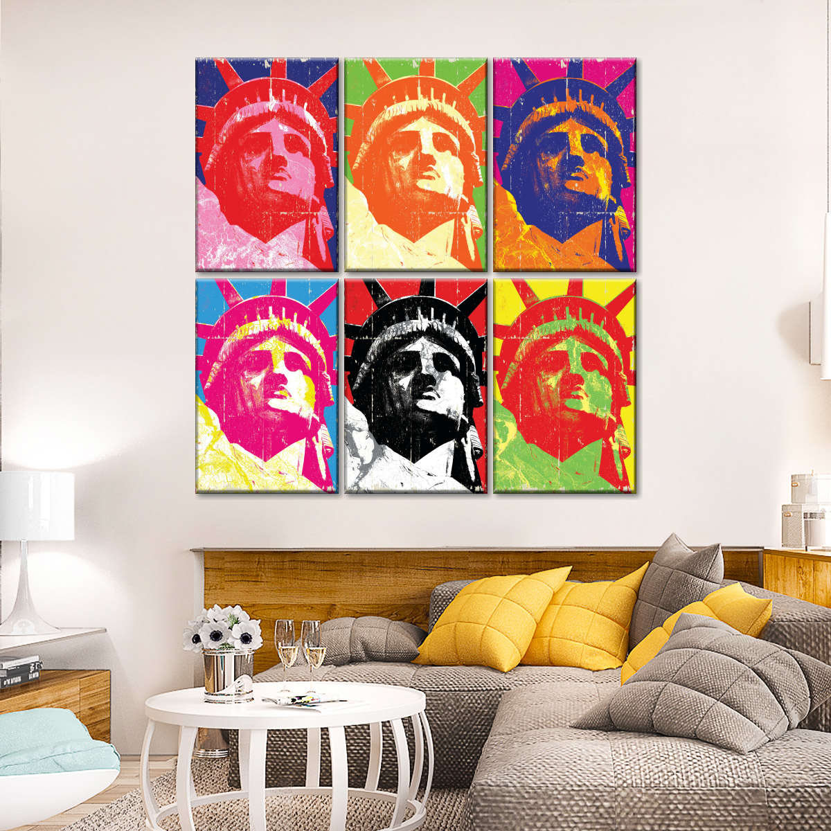 Winston Porter Retro Pop Statue Of Liberty Multi Piece Canvas Print ...