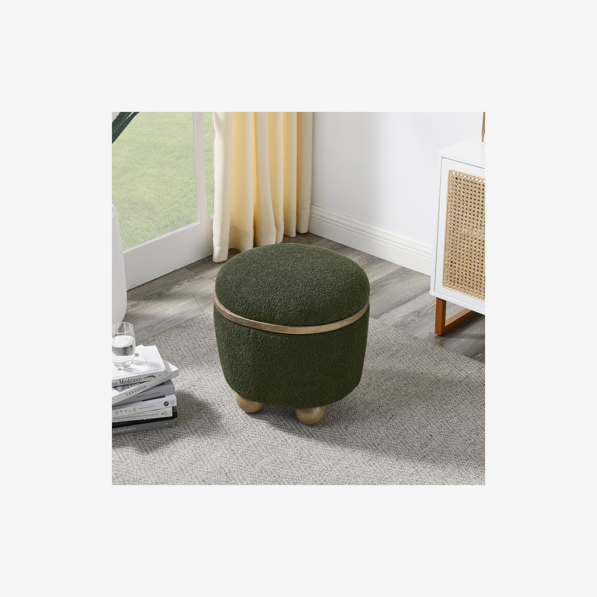 Latitude Run® Round storage stool, storage stool with storage space and ...
