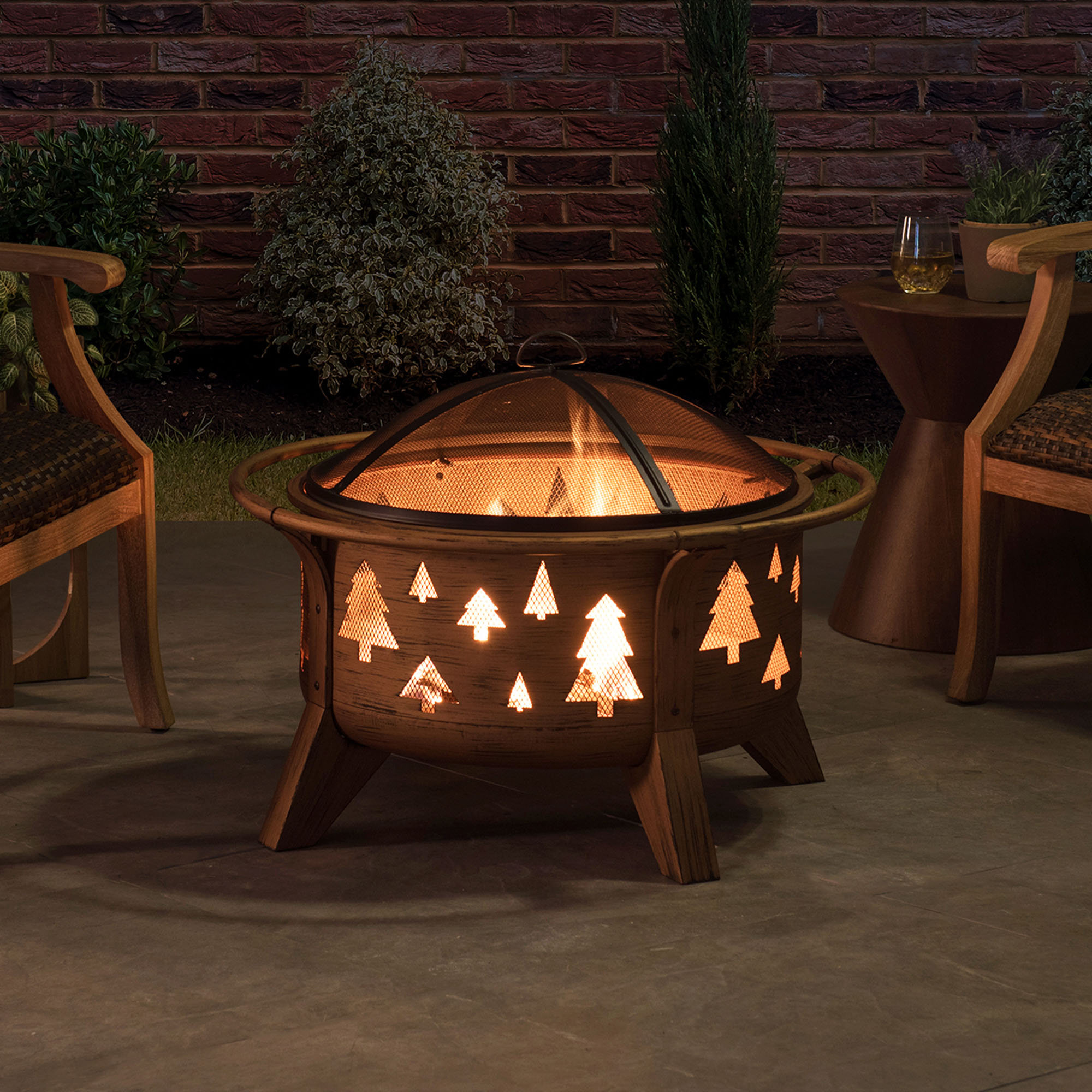 Loon Peak® Vittoria Tree Motif Steel Wood Burning Fire Pit & Reviews ...