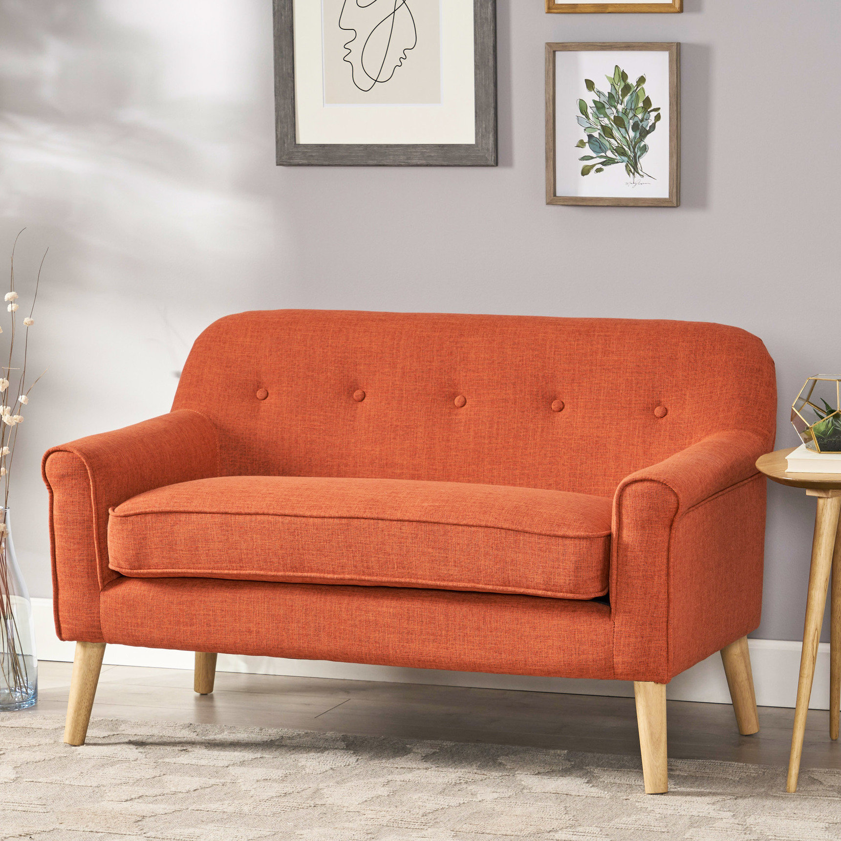 Red Barrel Studio® Exquisite Two Orange Fabric With Subtle Rolled And ...
