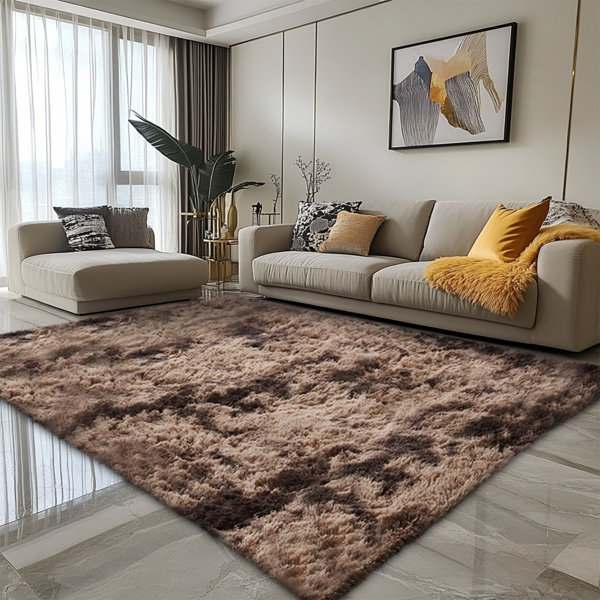 GERBIT Tie Dye-Coffee carpet, super fluffy, soft and thick living room ...