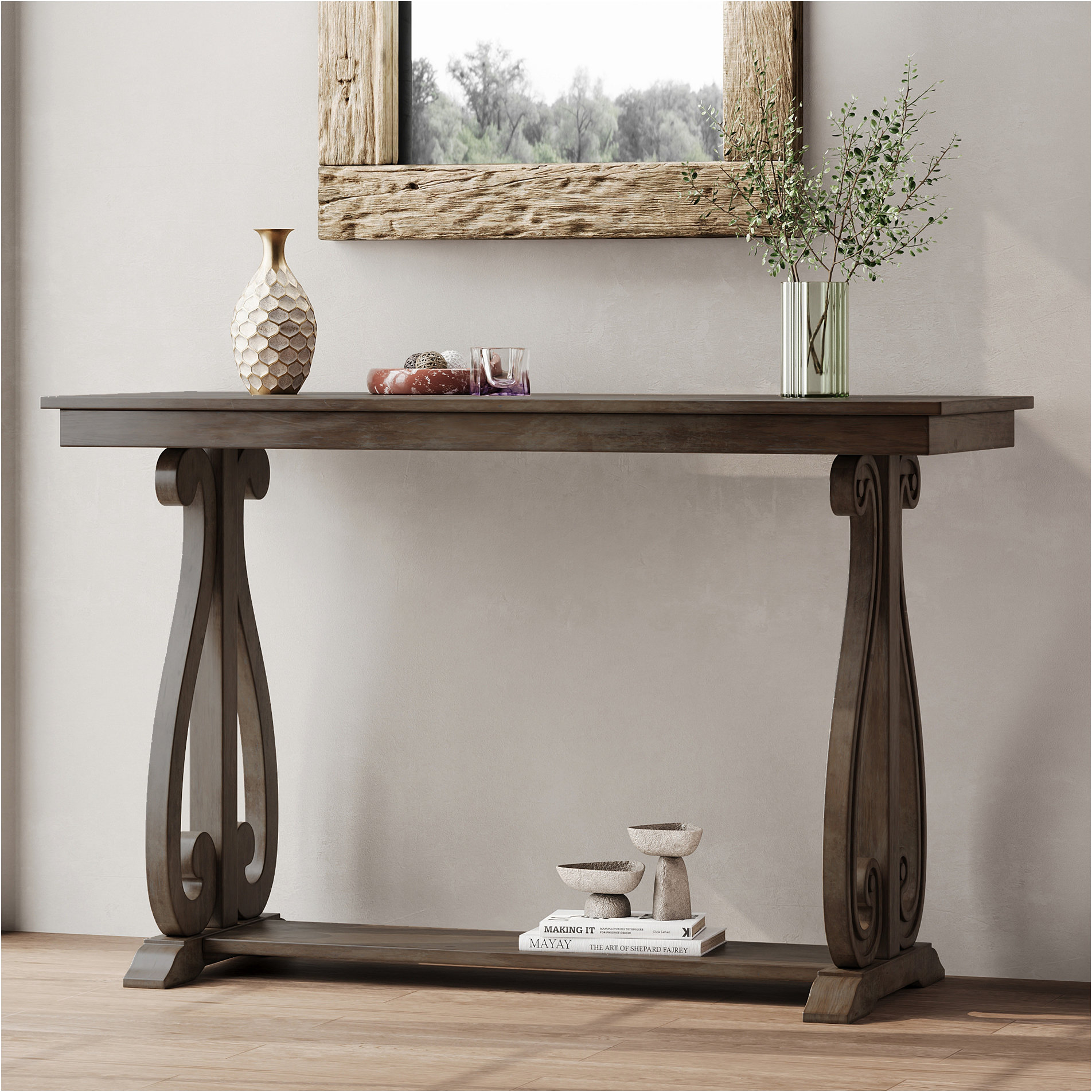 Winston Porter 48-Inch Rustic Vintage Console Table --- Farmhouse Style ...