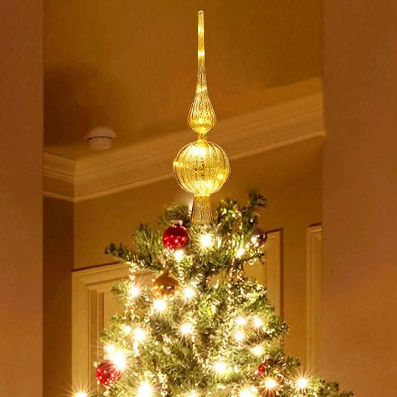 Filbop Topper Vintage Spherical Xmas Tree Topper Ornament for Home Xmas ...