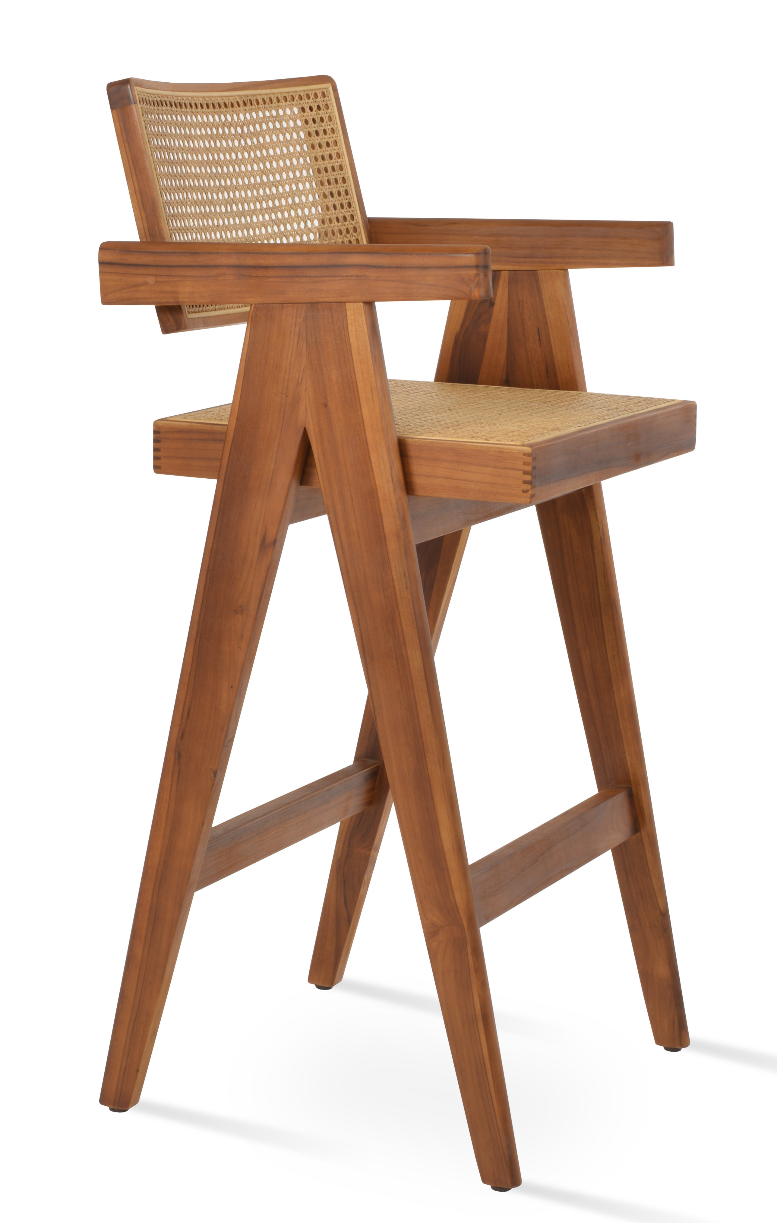 sohoConcept Pierre J Solid Teak Full Wicker Bar & Counter Stools | Wayfair