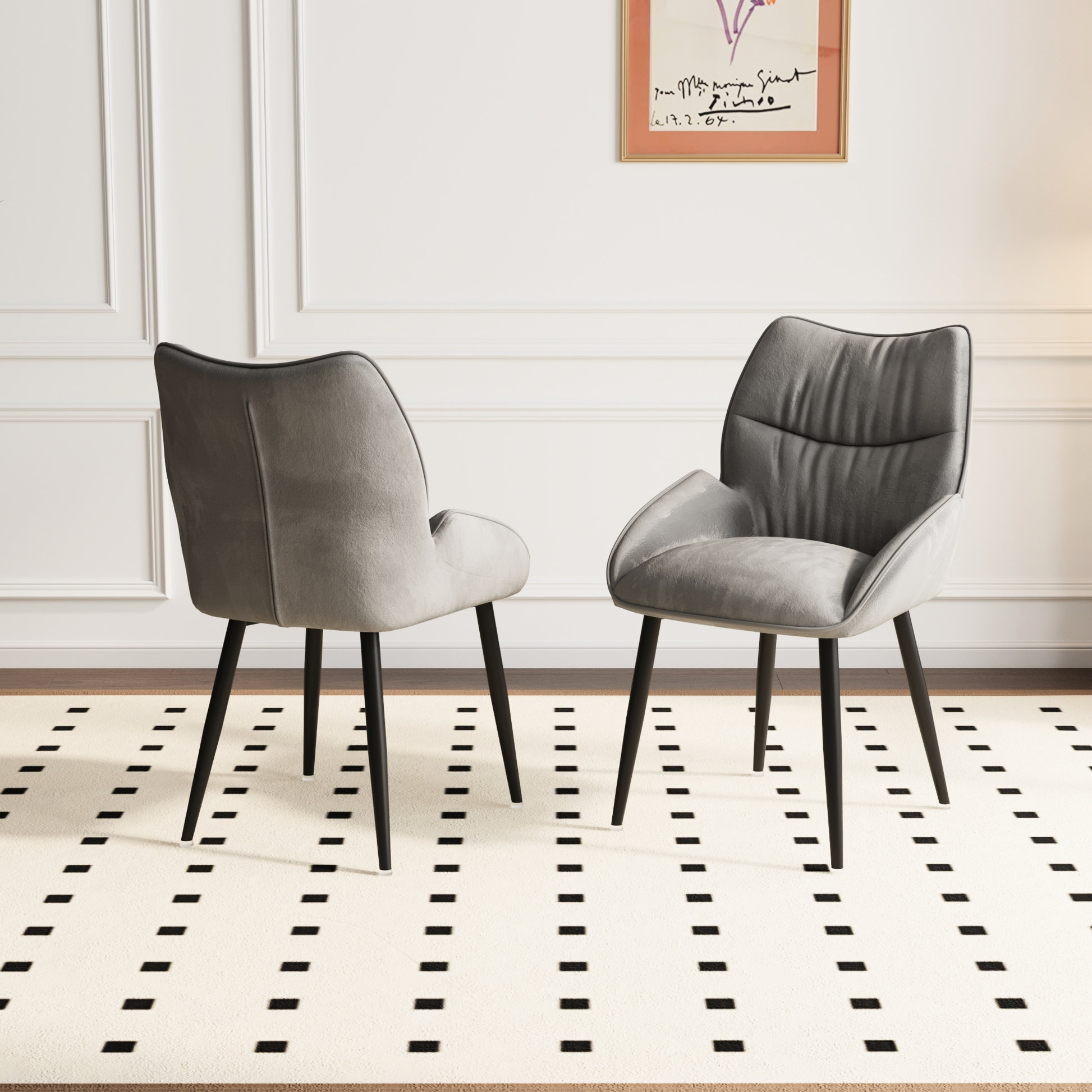 George Oliver 2Pcs Luxury Velvet Dining Chairs - Contemporary Style ...