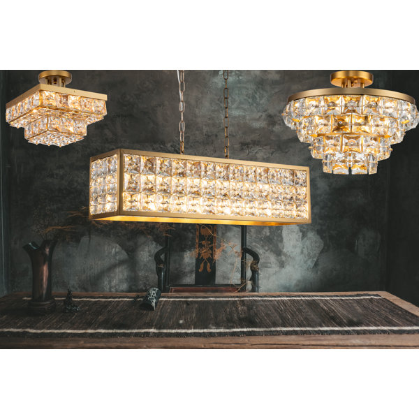 Mercer41 Adeline Mid-Century Modern Gold Faceted Crystal Linear ...