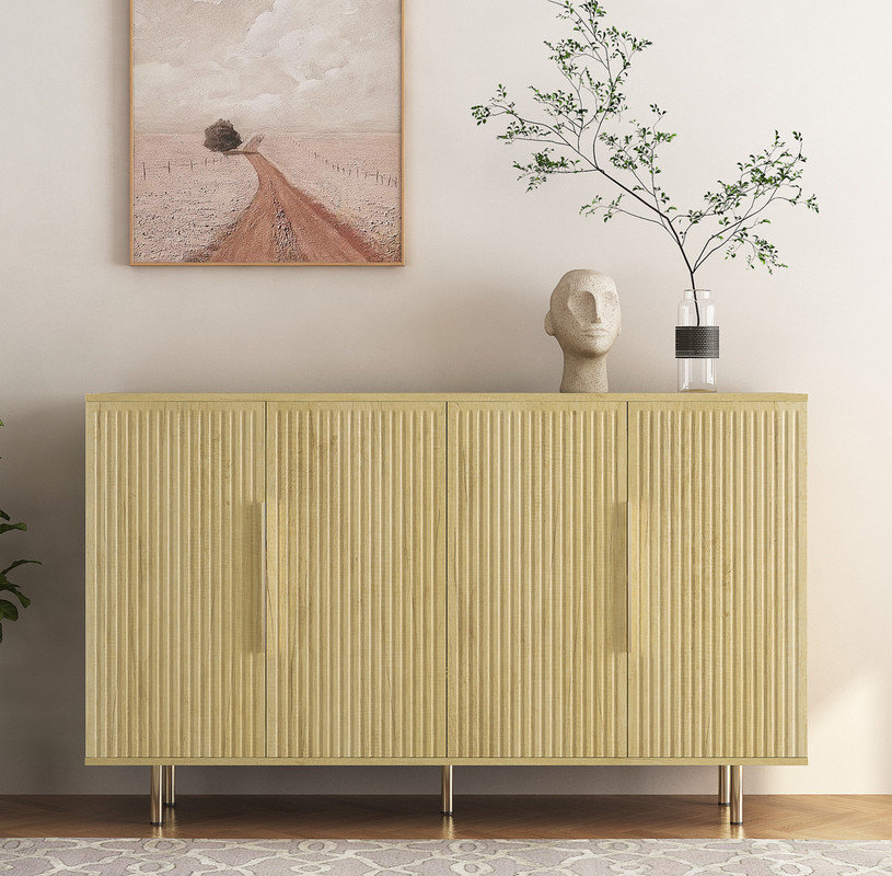 Latitude Run® Wood Modern Buffet Cabinet with Storage, Fluted Sideboard ...