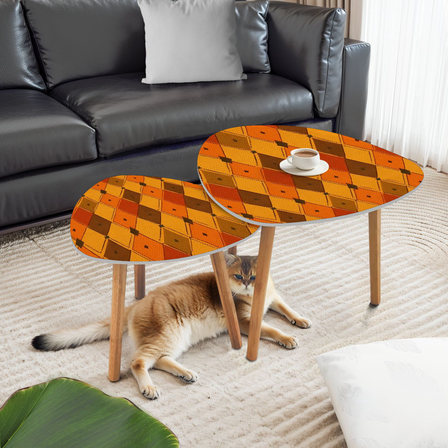 George Oliver Triangle Nesting Coffee Table Set of 2 Autumn fall theme ...