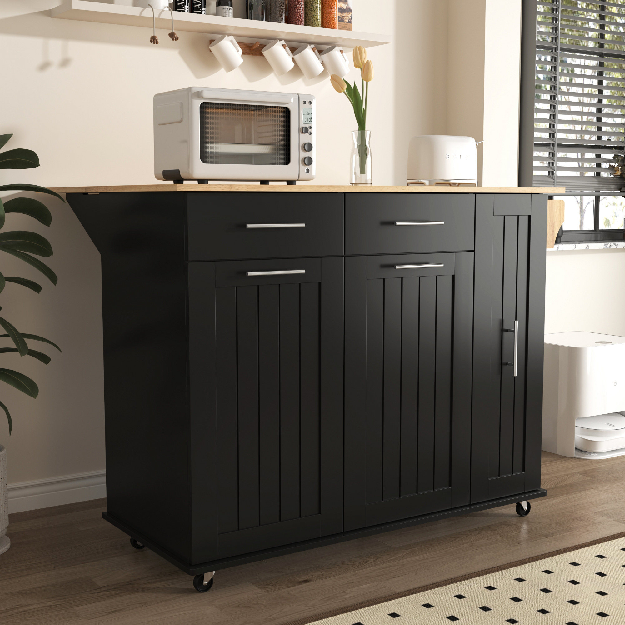 Lark Manor™ Kitchen Island With Drop Leaf, Kitchen Storage Cart With 3 ...