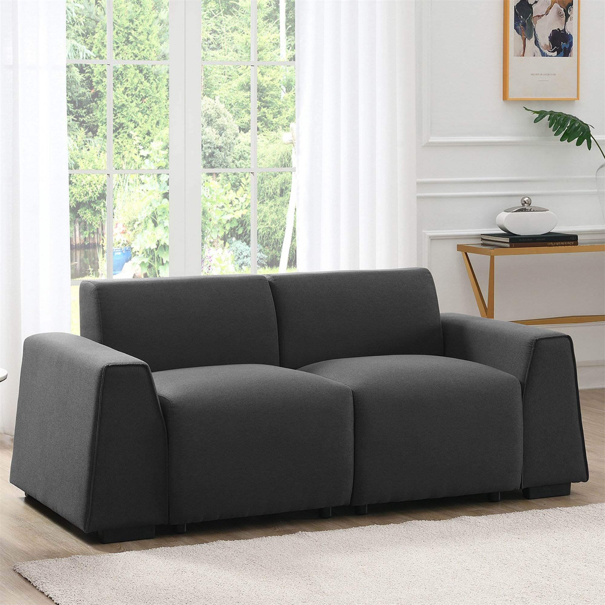 Ebern Designs Modern Linen Sofa | Wayfair