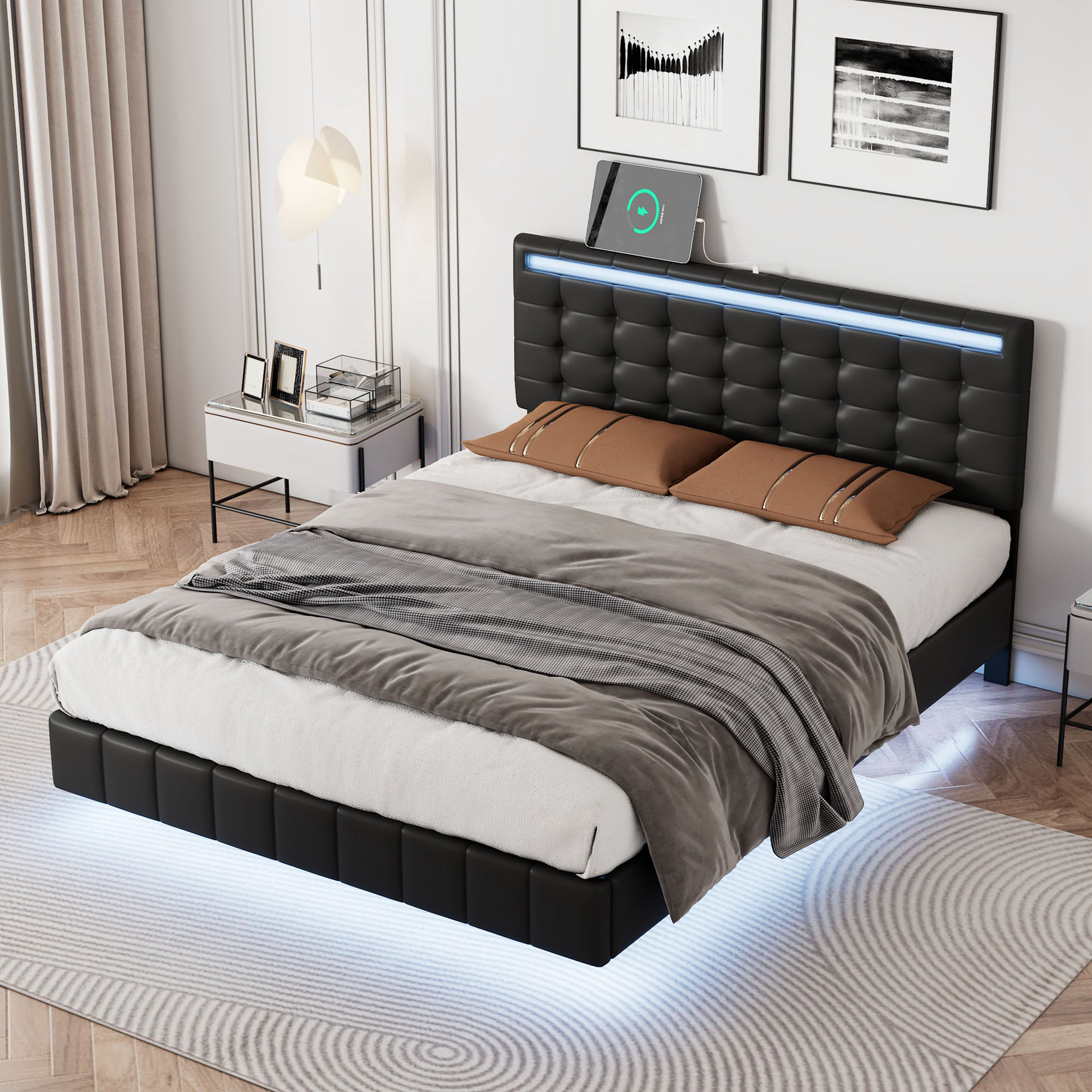 Wrought Studio Modern Upholstered Bed Frame With Advanced Features ...