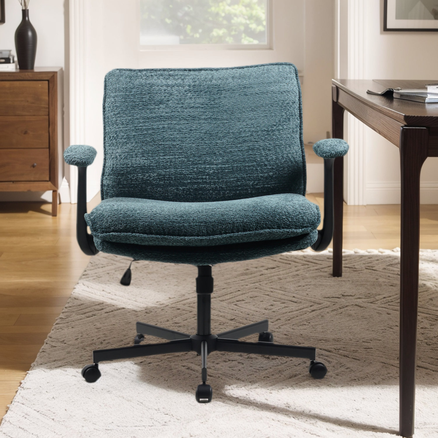 Latitude Run® Adjustable Criss Cross Legged Office Chair, Swivel ...