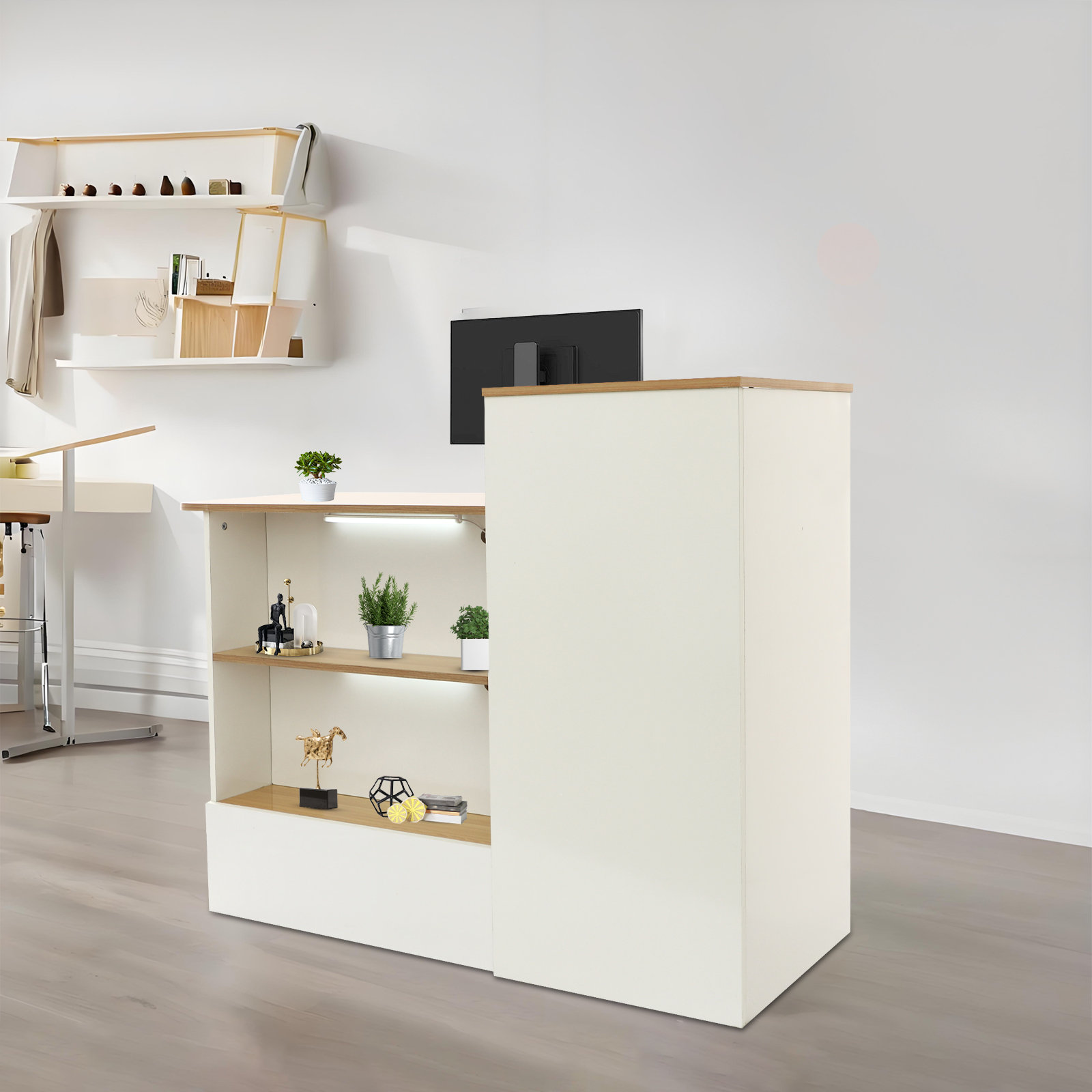 Ebern Designs Modern Reception Desk, Reception Counter, Modern ...