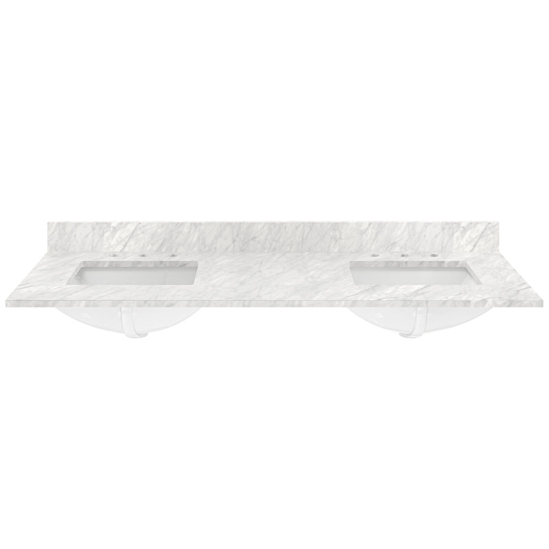 CASAINC 61" Double Bathroom Vanity Top in Off-White with Sink | Wayfair