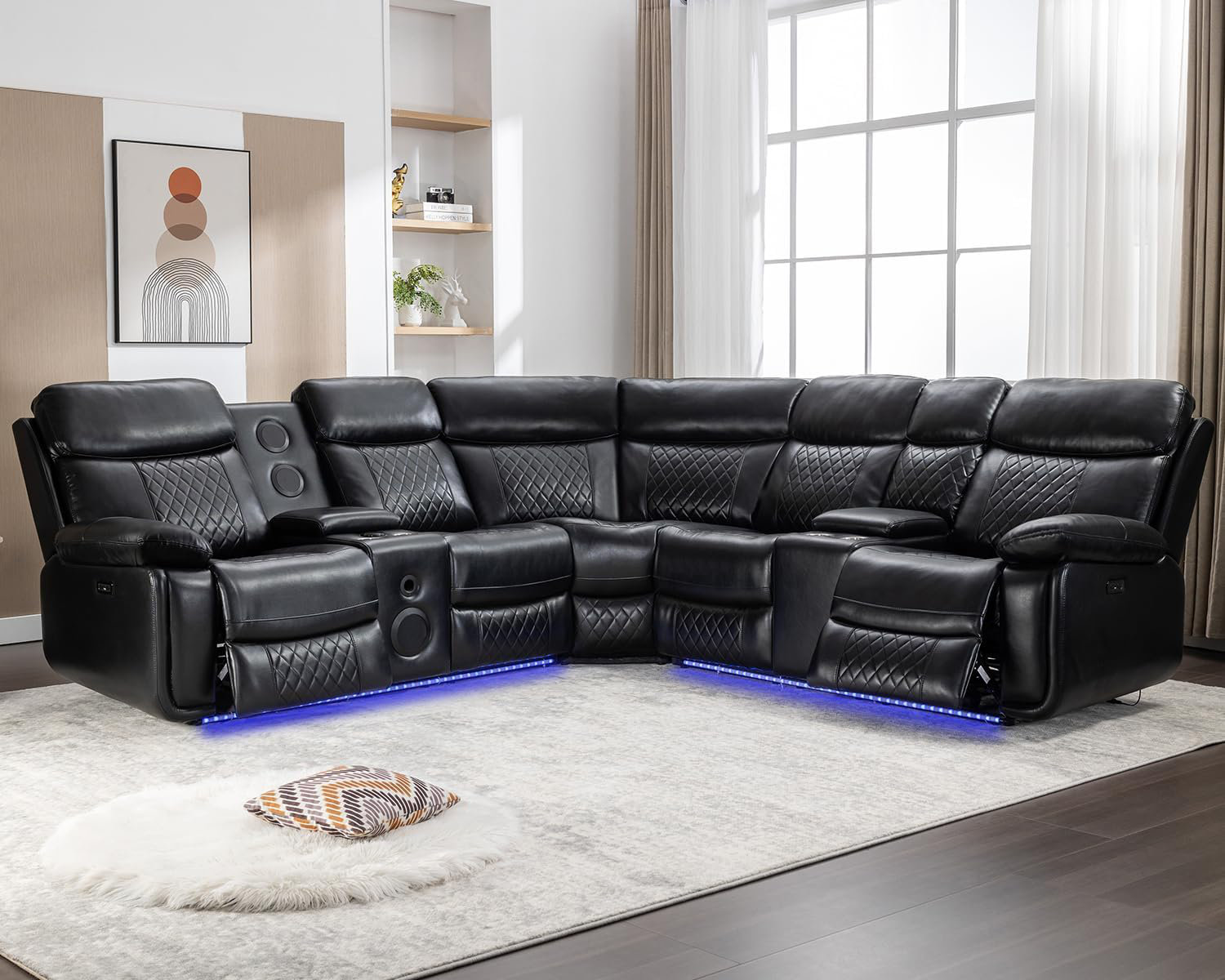Hokku Designs Dark Breathable Semi Pu Leather Living Room Left Side ...
