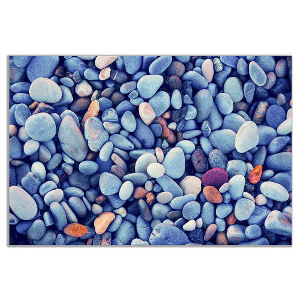 Panther Print Blue Beach Pebbles Stones - Wrapped Canvas Photograph ...
