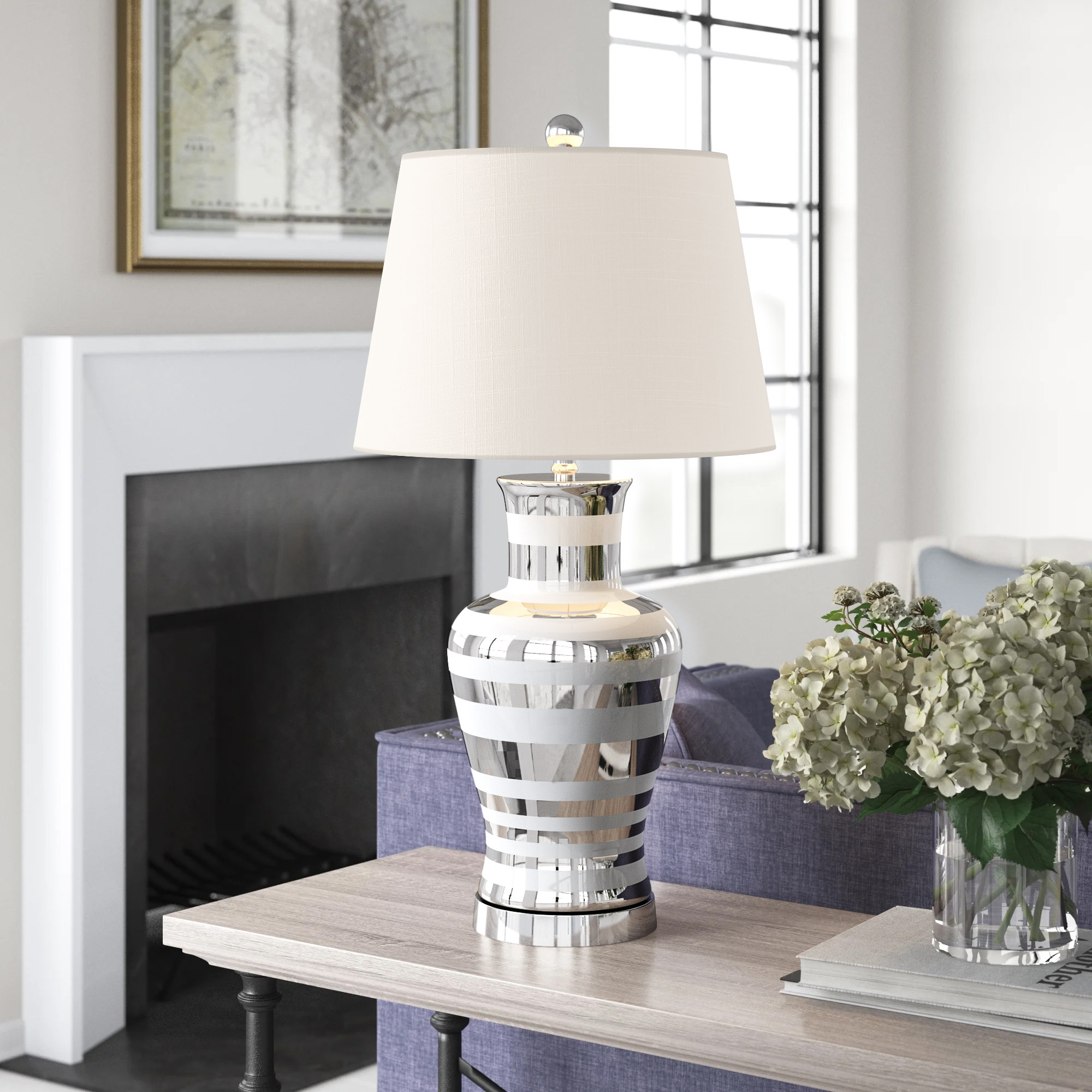 Three Posts™ Fredericksen 28.75" Silver/White Table Lamp | Wayfair