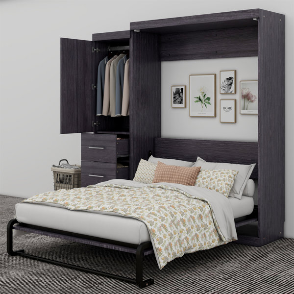 Latitude Run® Full Size Murphy Bed With Wardrobe, Drawers, Bed, And can ...