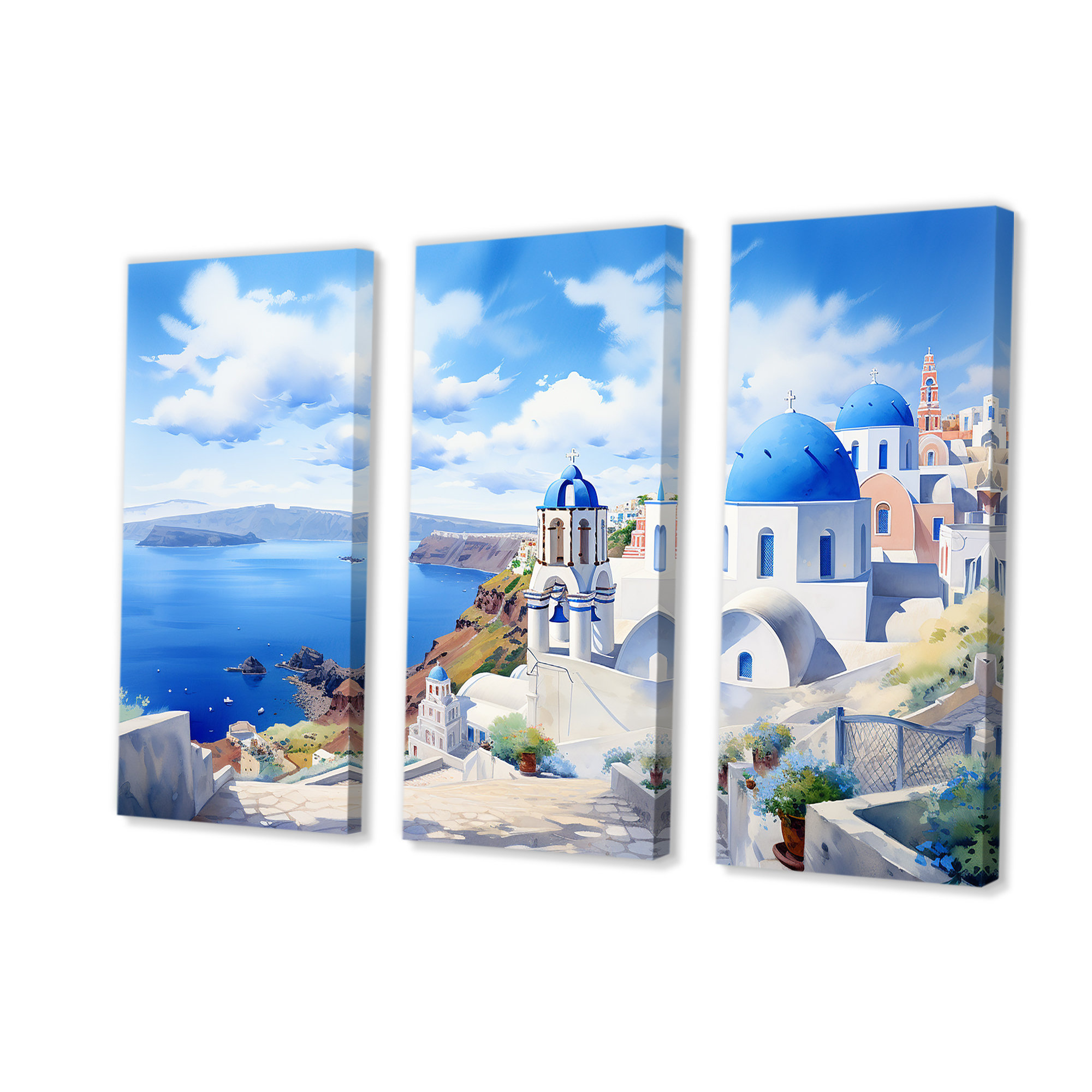 Dovecove Santorini Greece Coastal Village Serenity II - Greece Wall Art | Wayfair