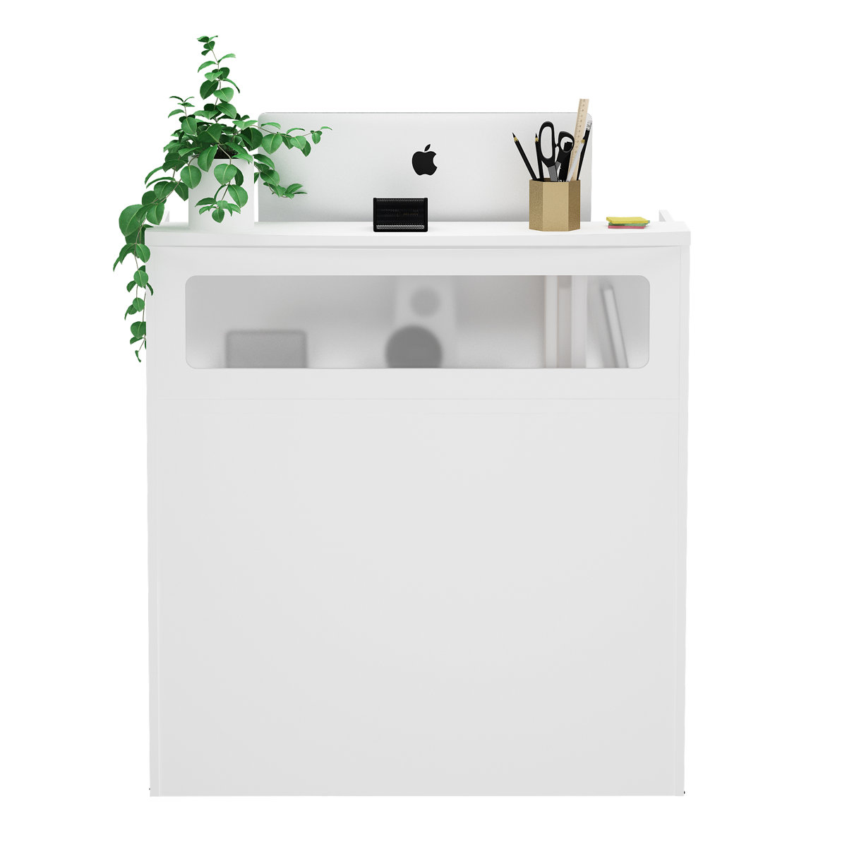 Inbox Zero Nikiforos Rectangle Manufactured Wood Reception Desk | Wayfair
