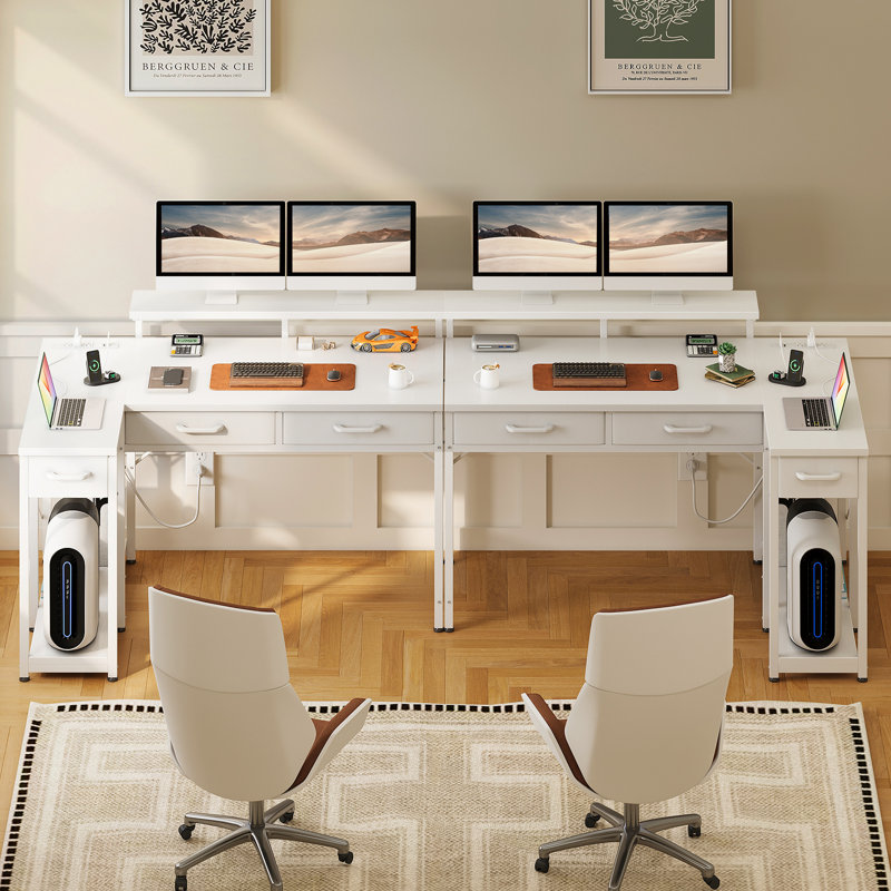 Wrought Studio™ Reversible Desk With Monitor Shelf, L-shaped Desk With ...