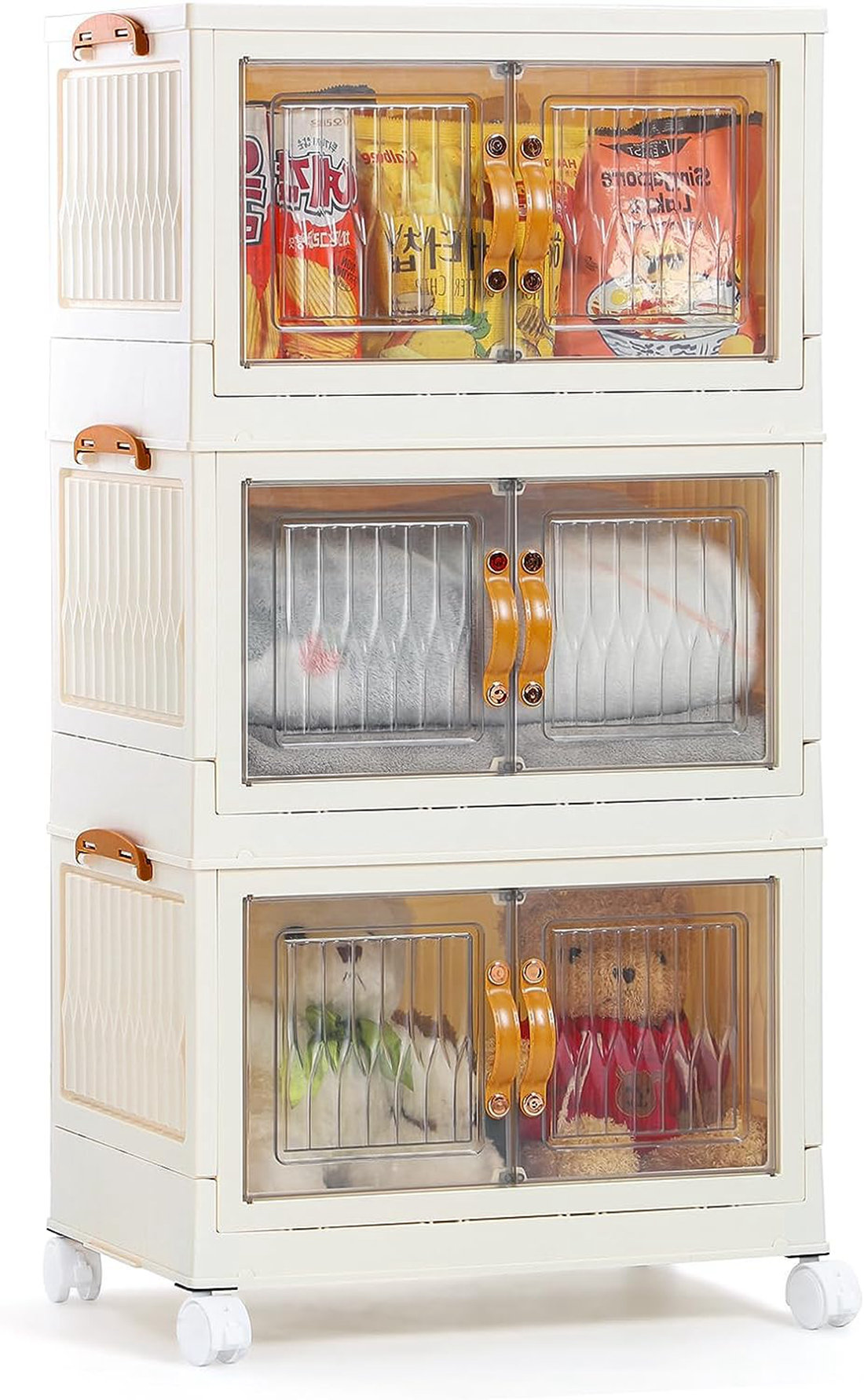 Rebrilliant Lynnsie 3 Drawer Stackable Drawer with Locking Wheels ...