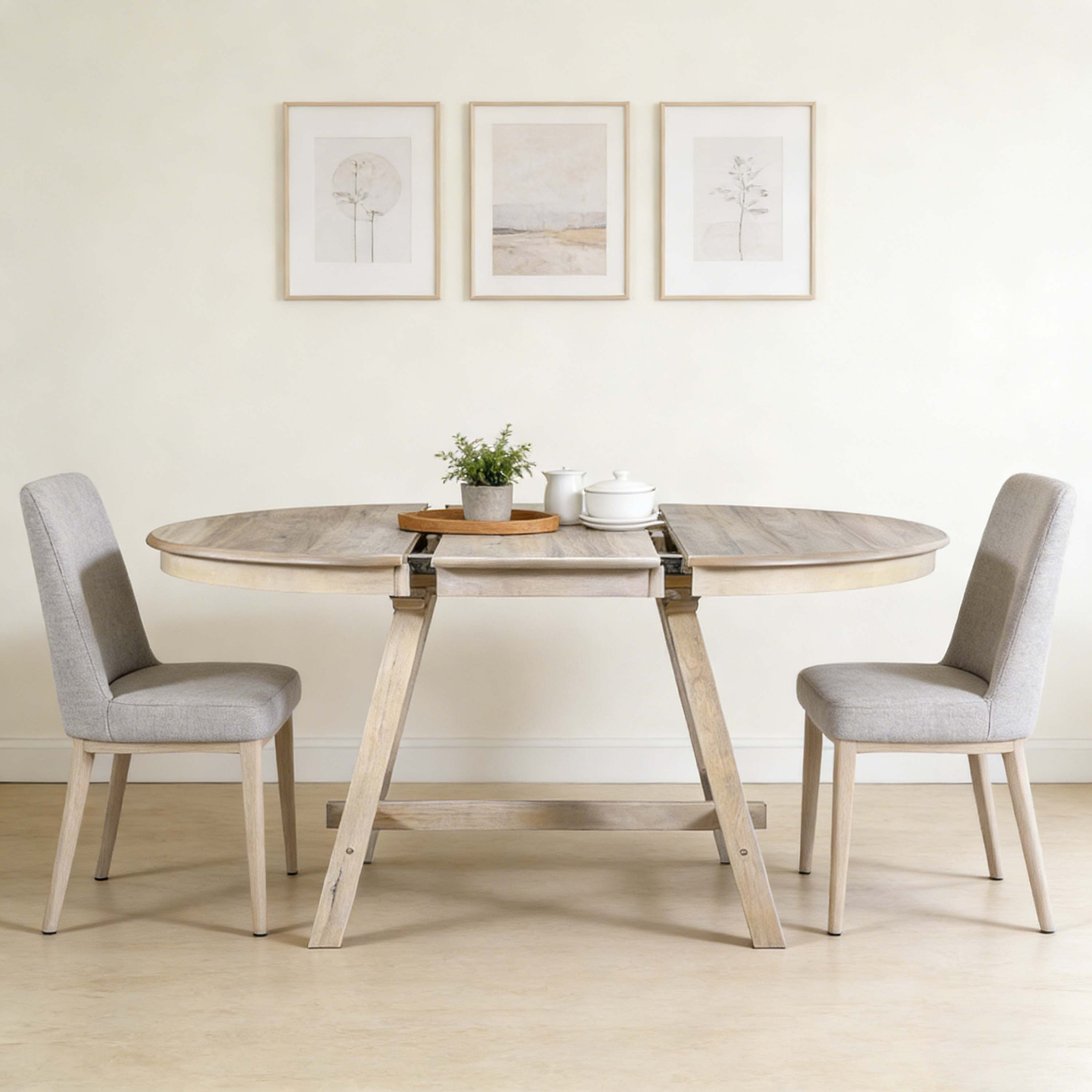August Grove TREXM Wood Dining Table Round Extendable Dining Table for ...
