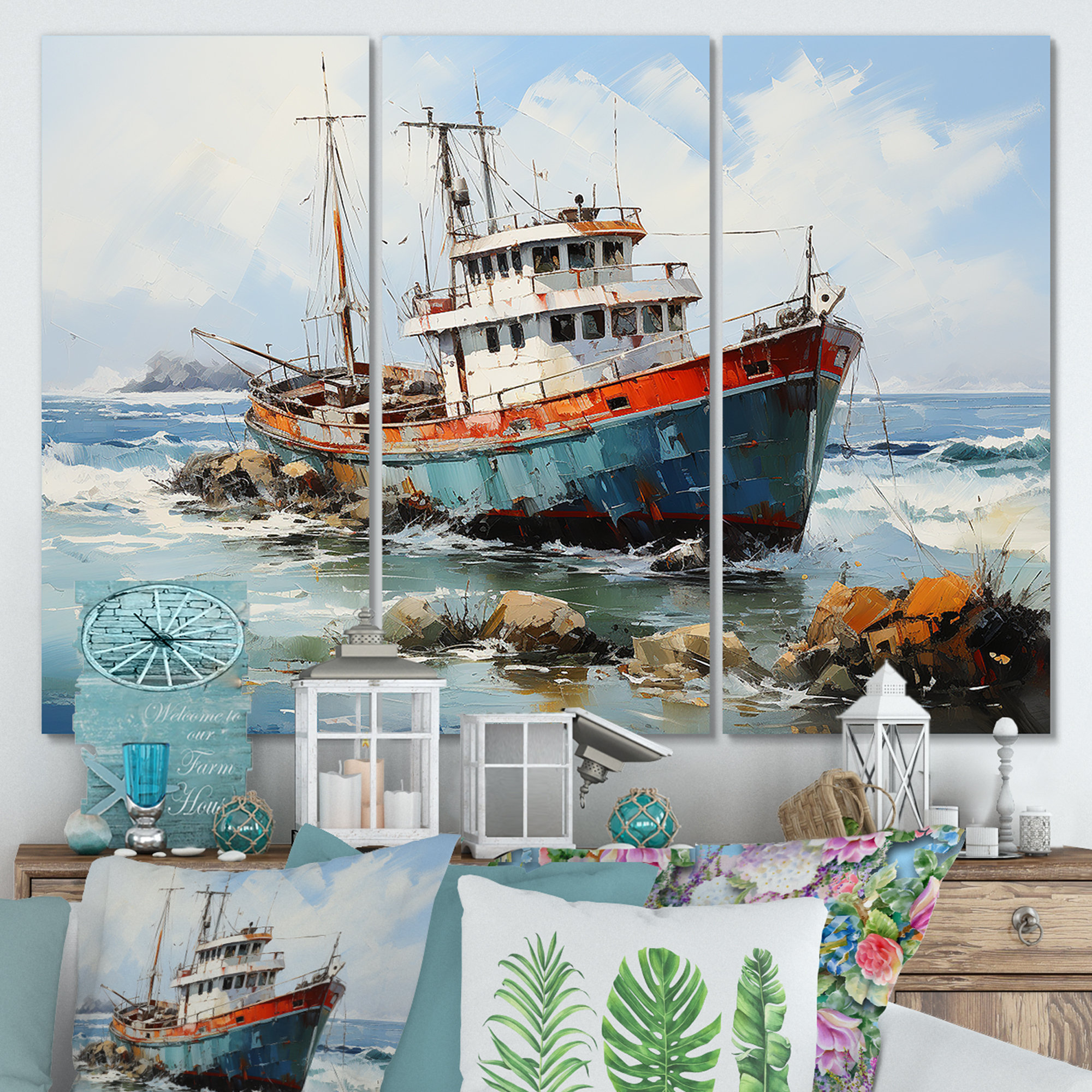 Breakwater Bay Nautical Boating Fishing Adventure - Coastal Boat Wall ...