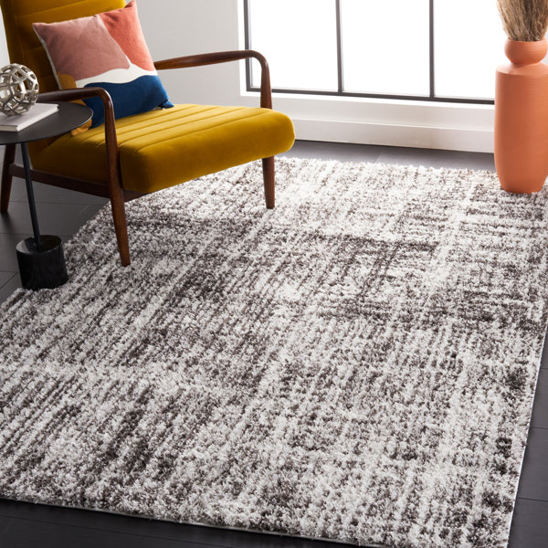 Steelside™ Kara Abstract White/Dark Gray Area Rug & Reviews | Wayfair