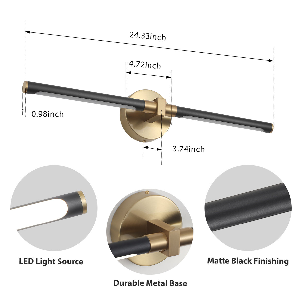 Wrought Studio™ Jaiman 2 Light 24'' Vanity Light Dimmable LED Bath Bar ...