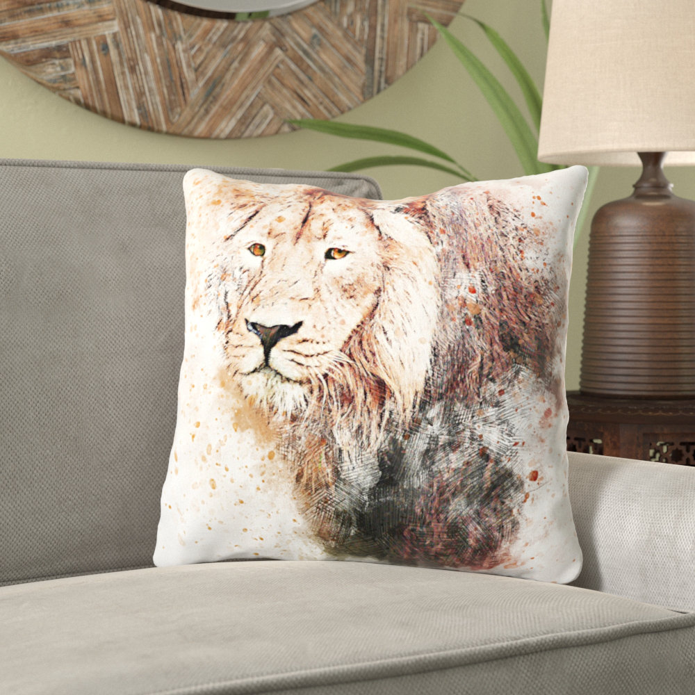 World Menagerie Caigan Lion Throw Pillow | Wayfair