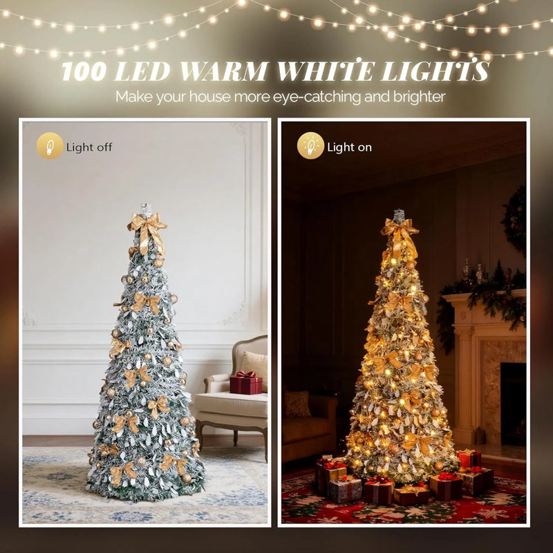 The Holiday Aisle® 6ft Pre-lit Pop-up Artificial Christmas Tree With ...