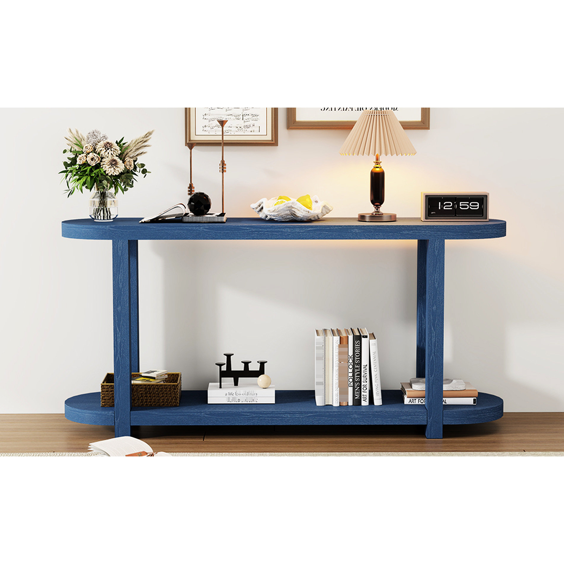 George Oliver Navy Blue Entryway Table With Ash Veneer, Minimalist ...