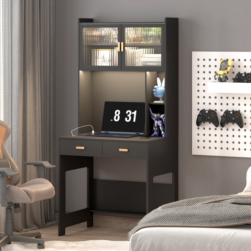 Latitude Run® Berwaldt 31.5'' W Rectangle Computer Desk with Hutch and ...