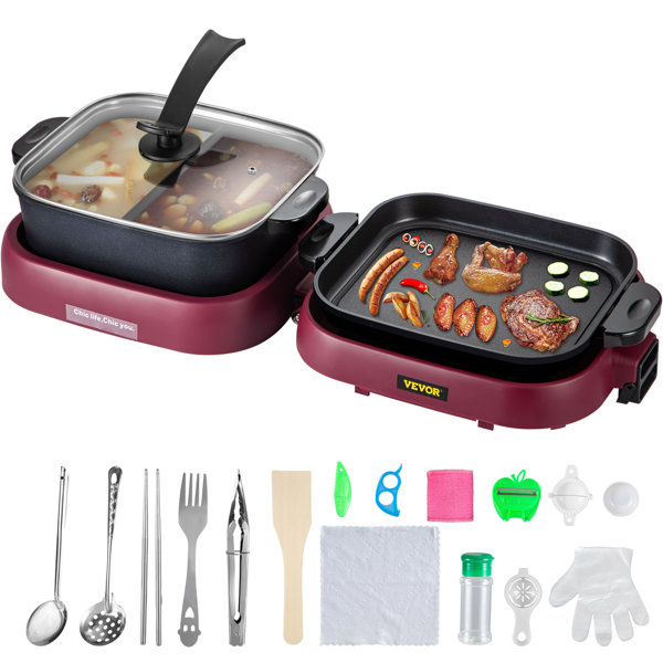 VEVOR 2 In 1 Electric Grill And Hot Pot Combo | Wayfair