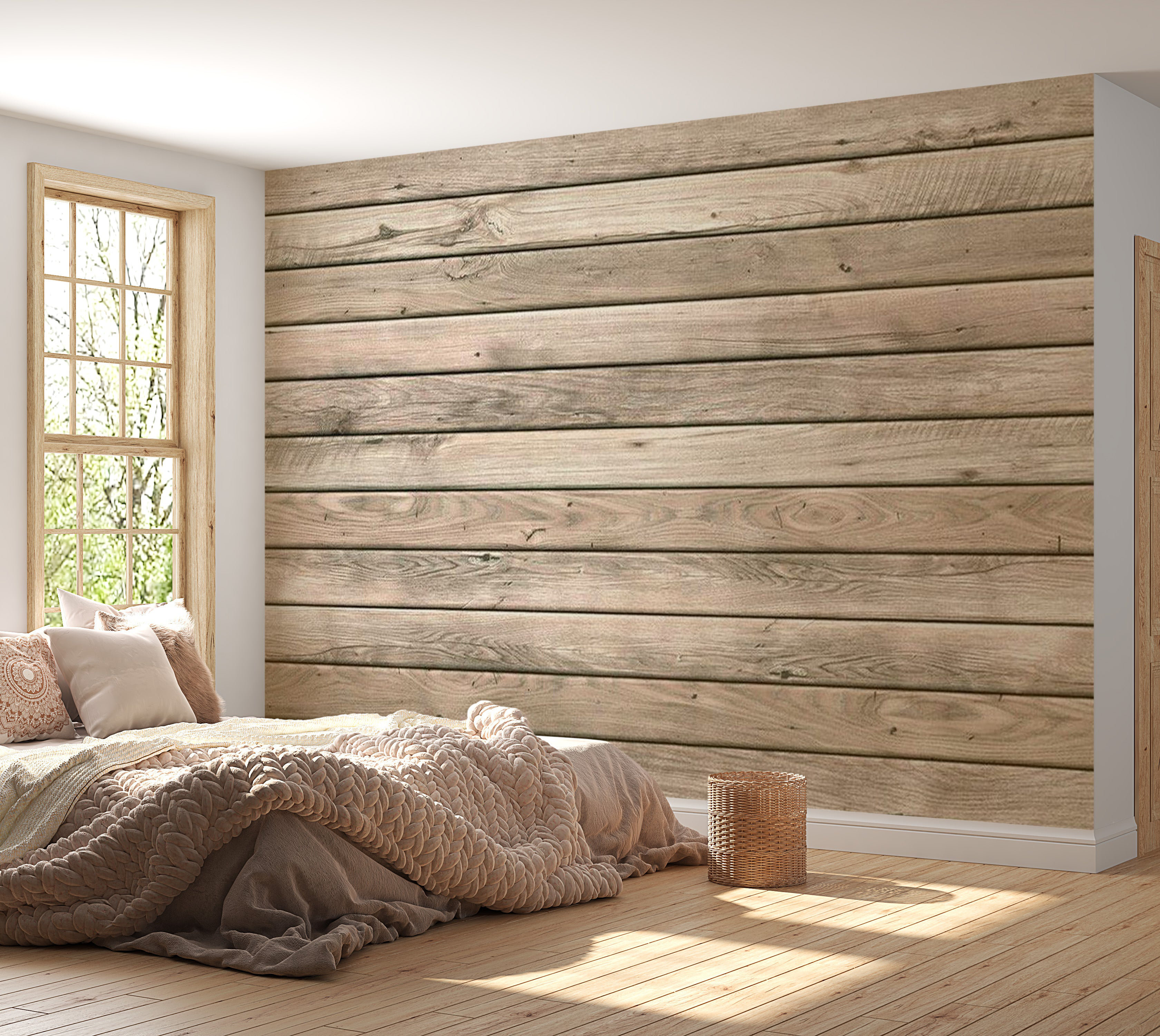 Gracie Oaks Omendra Plain Wooden Planks Wall Mural | Wayfair