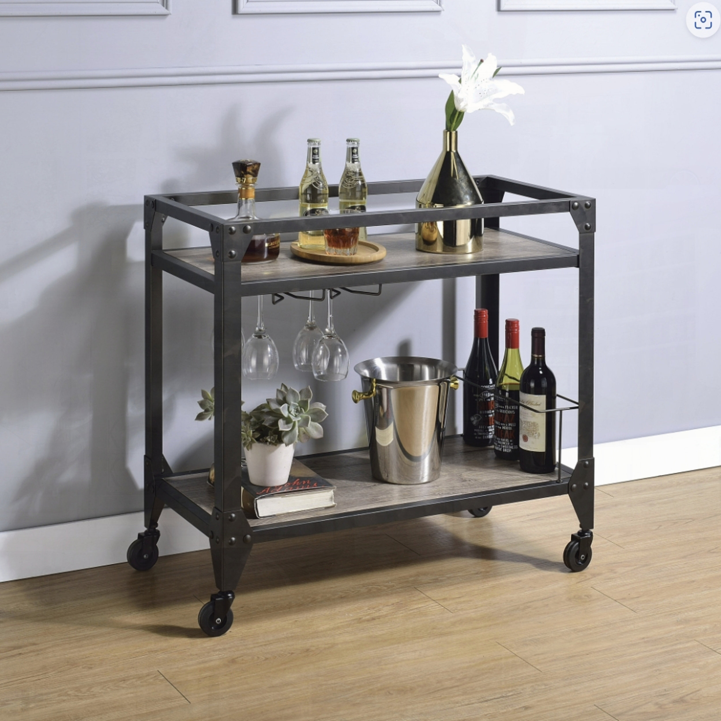 Trent Austin Design® Rustic Serving Cart with Sturdy Metal Frame and ...