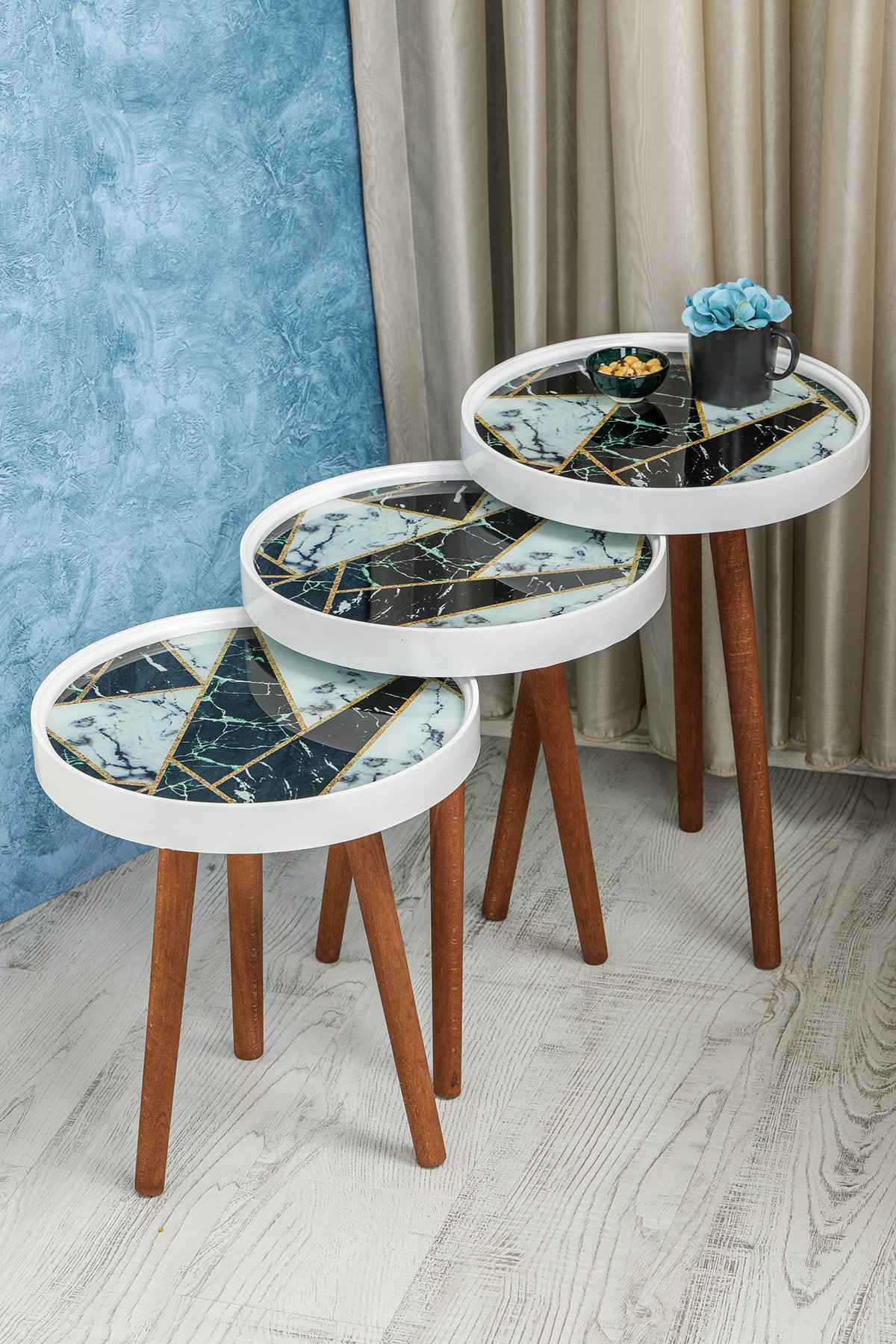 East Urban Home Kalagher Glass Tray Top 3 Legs Nesting Tables | Wayfair