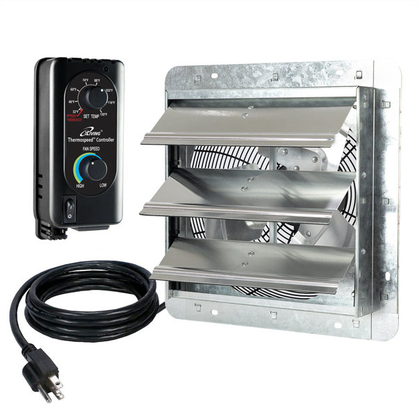 iLIVING ILG8SF12V-ST 12" Wall Mounted Shutter Exhaust Fan, Automatic ...