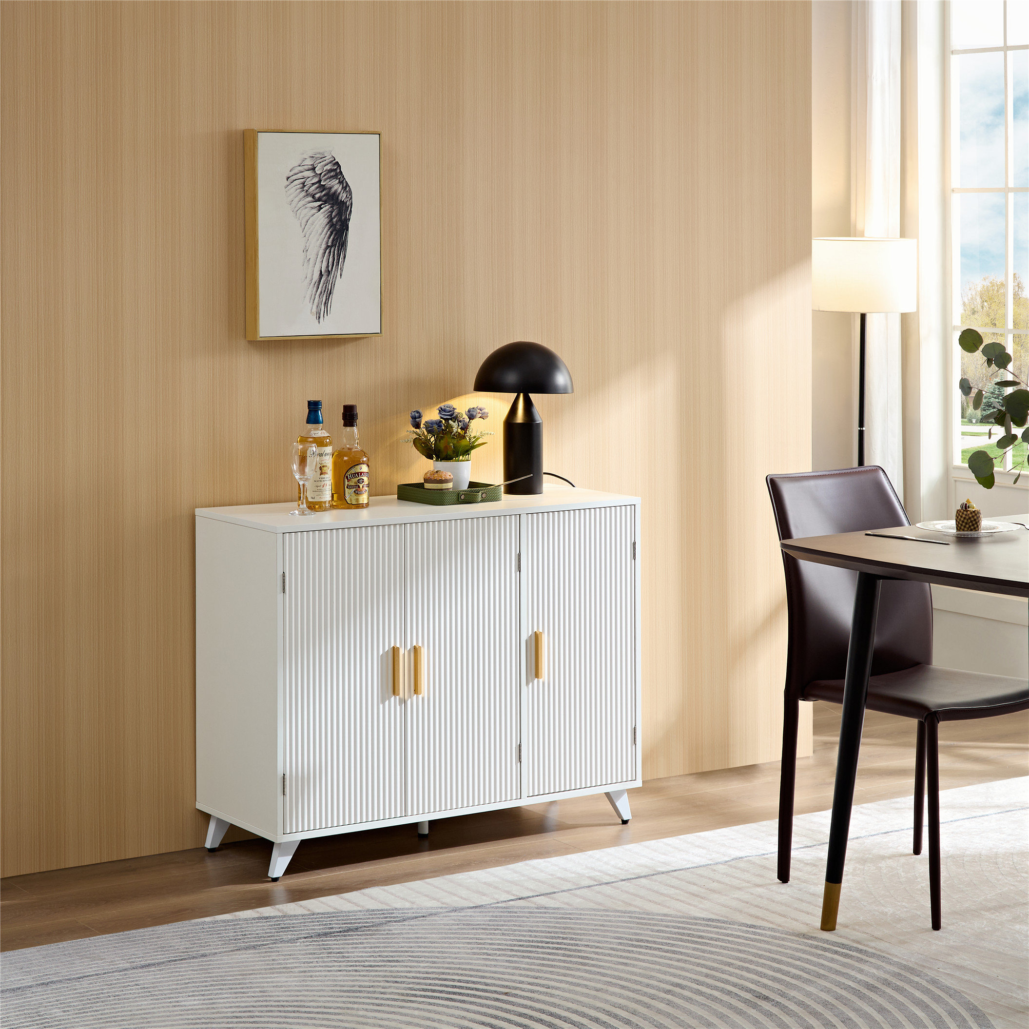 George Oliver Stylish Wavy Texture Sideboard with Ample Storage ...