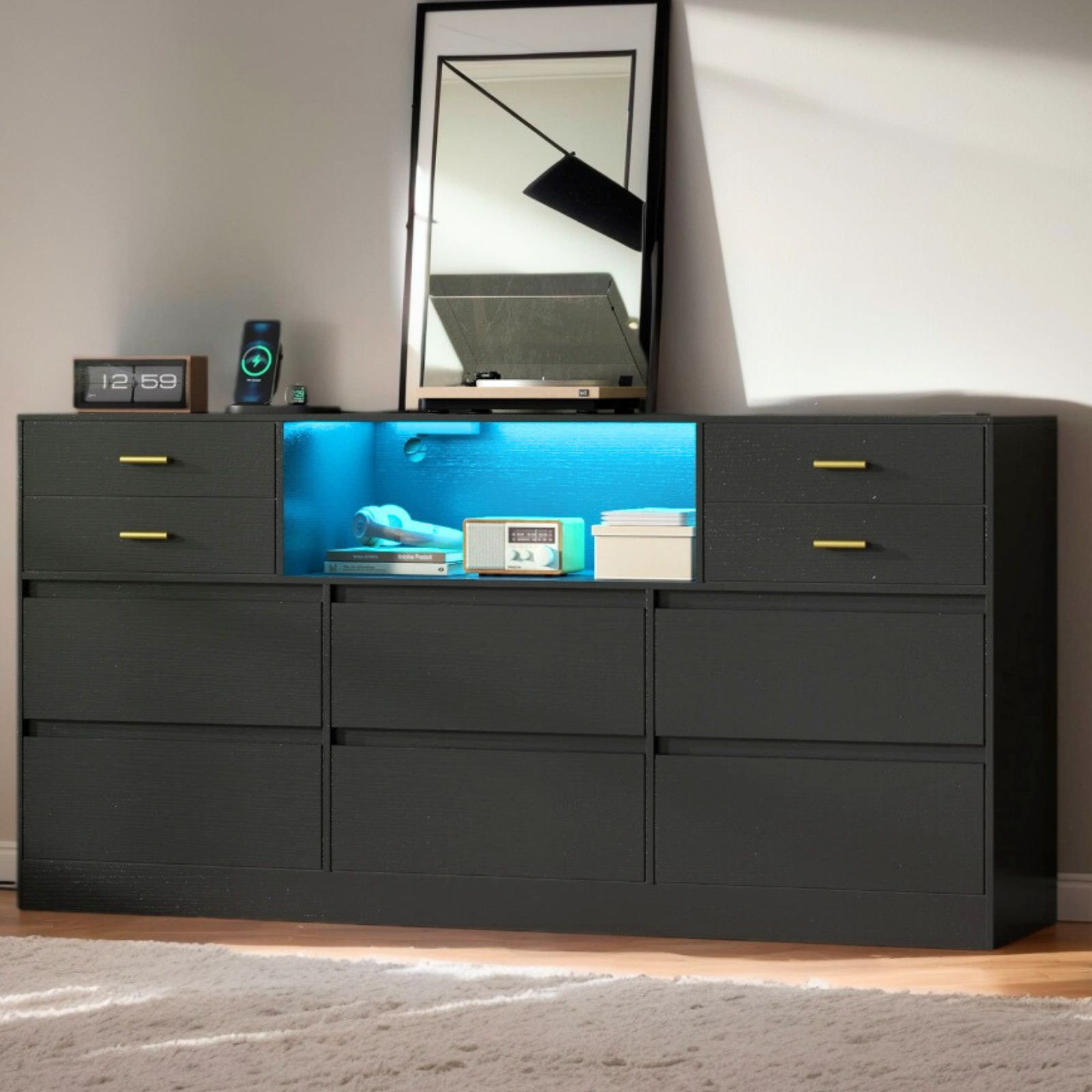 Wrought Studio™ 10 Drawer Dresser With Charging Station & Led Lights ...