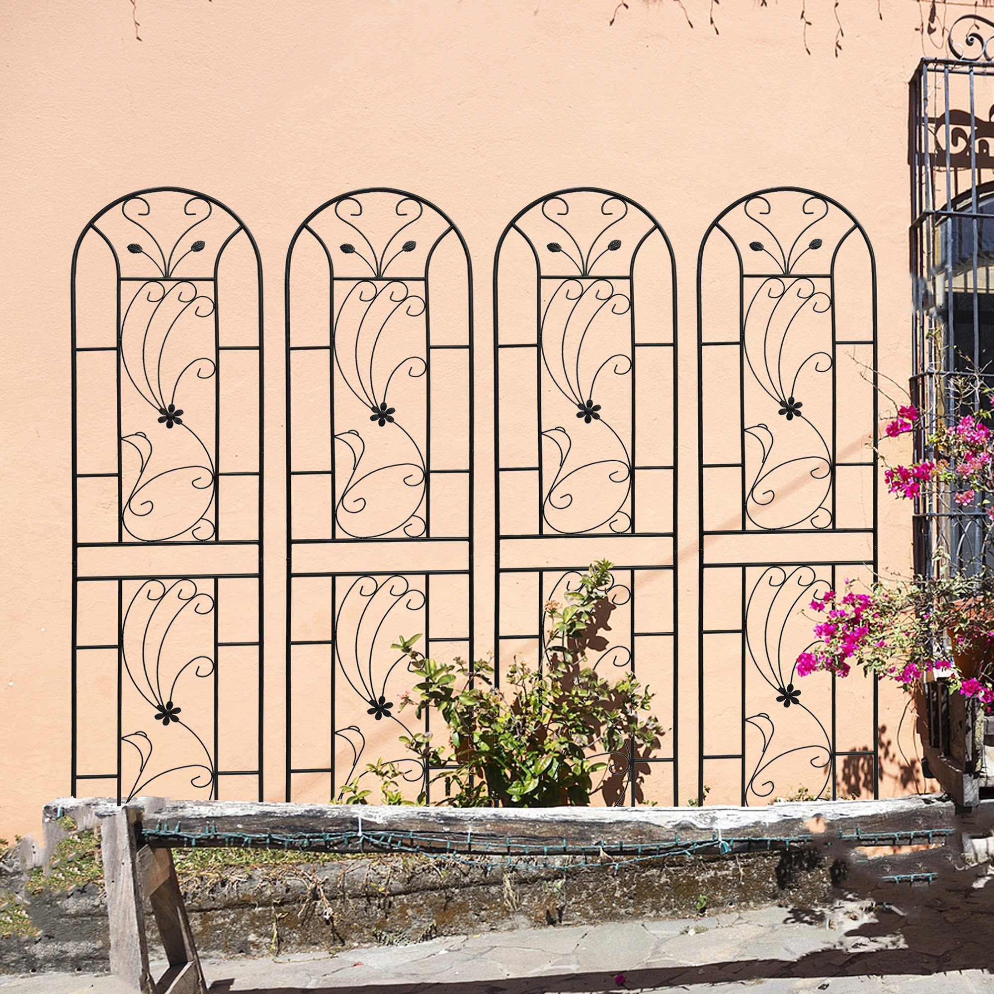 Ophelia & Co. 4 Pack Metal Garden Trellis Rustproof Trellis for ...