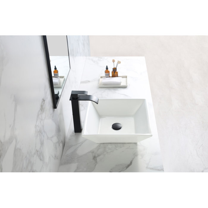 ANDVIN White Square Vessel Bathroom Sink | Wayfair
