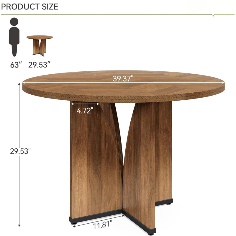 Union Rustic 39-Inch Dining Table For 4, Rustic Kitchen Table, Round ...