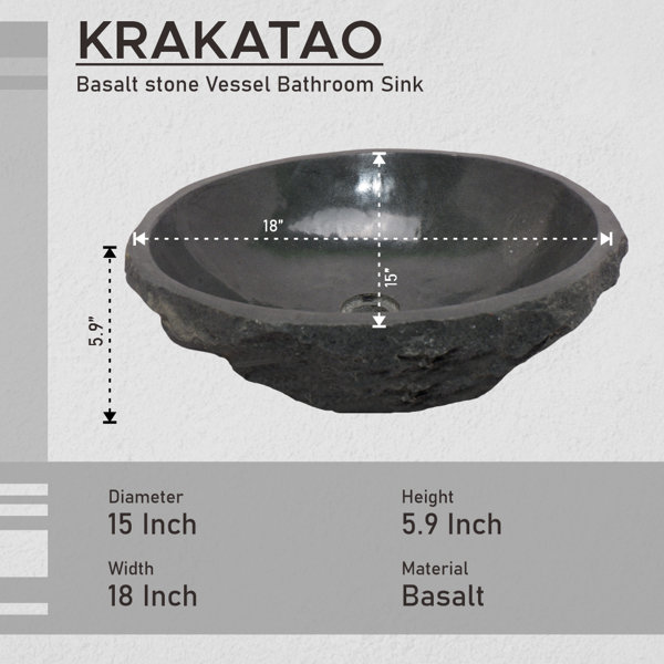 B.o.i 18'' Black Stone Oval Vessel Bathroom Sink | Wayfair