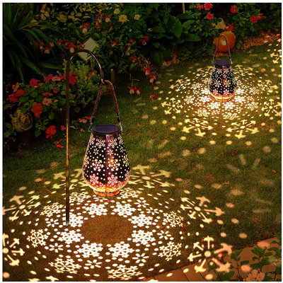 LETMY 7.5'' Solar Powered Integrated LED Color Changing Lantern ...