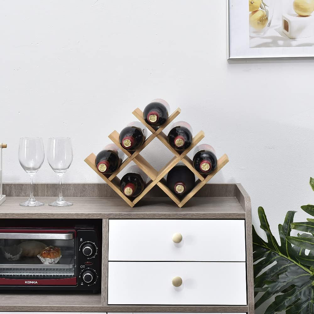 Mint Pantry® Wooden 8-Bottle Wine Rack, 3-Tier Wood Wine Display Rack ...