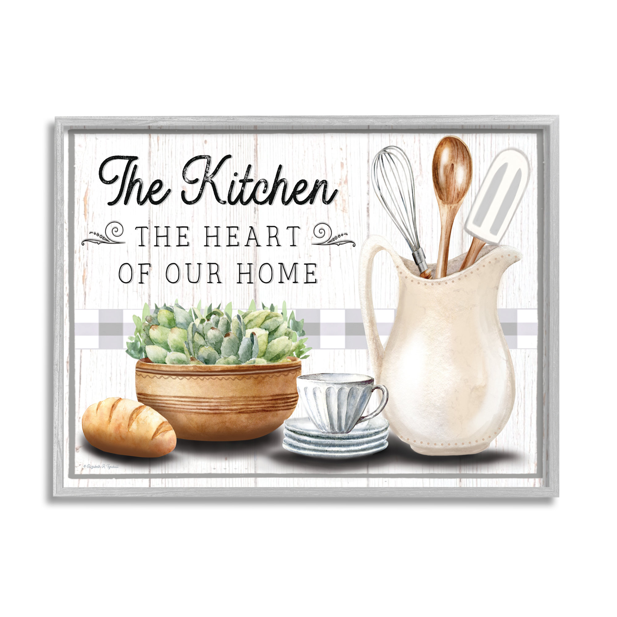 Stupell Industries bb-004-Framed Kitchen Heart of Home by Elizabeth Tyndall Wrapped Canvas Print ...