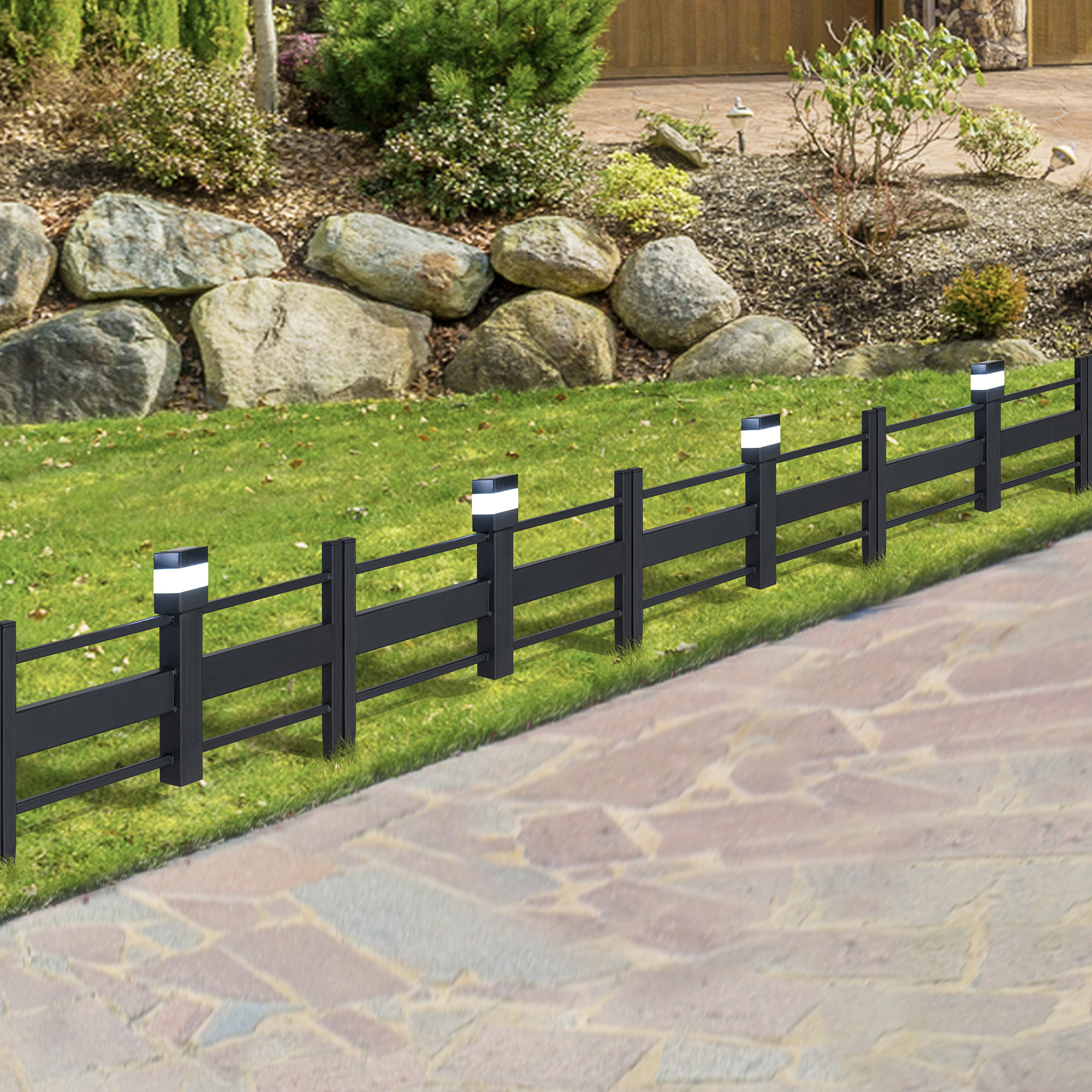 Lights Solar Vinyl Fence Panel